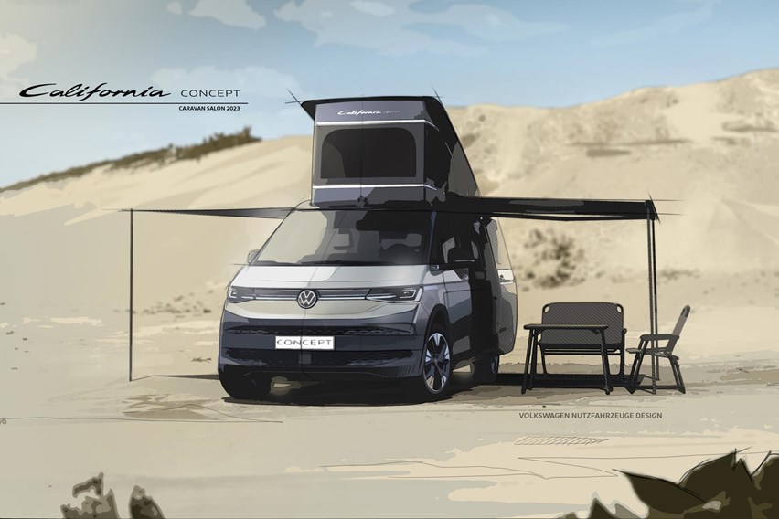VW California Concept: plug-in hybrid campervan reveals twin sliding ...